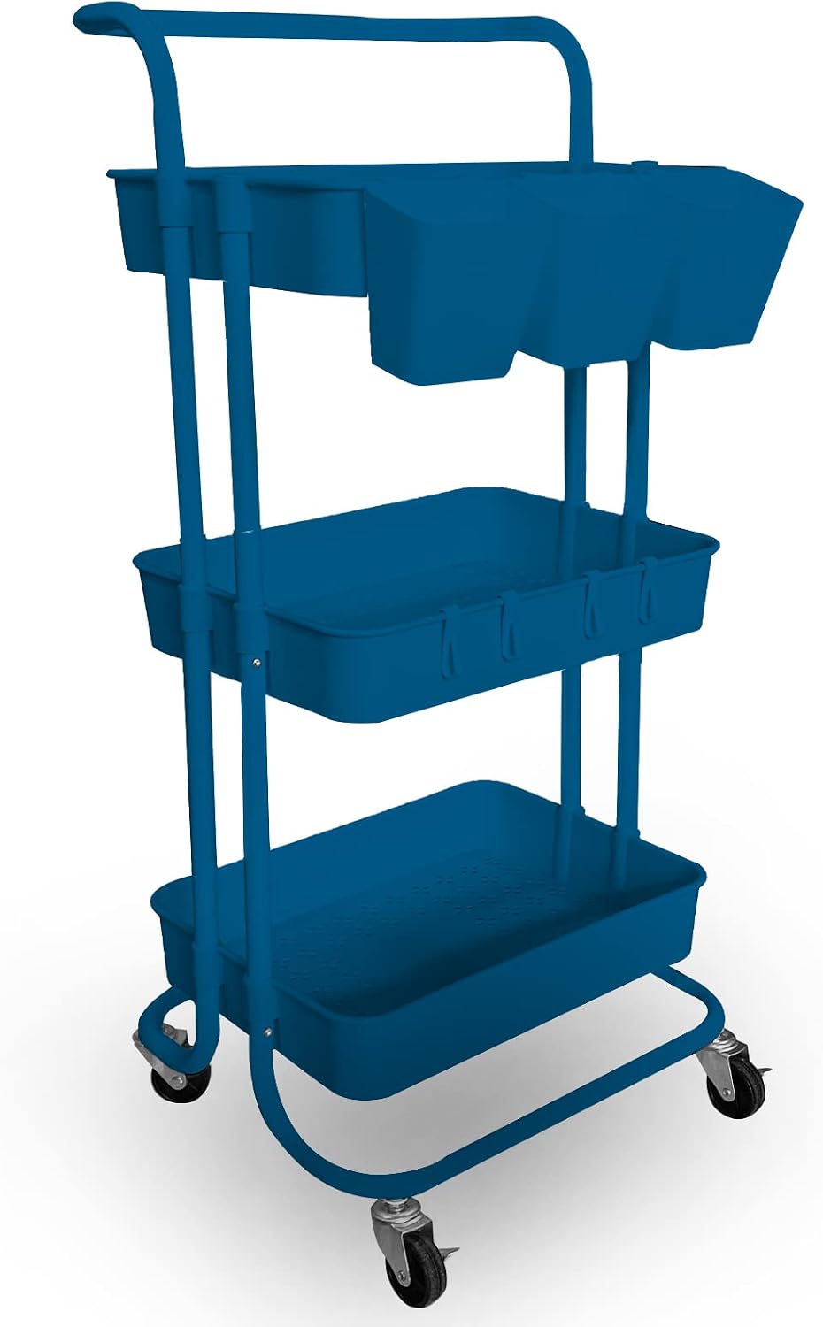 Navy Blue 3 Tier Rolling Storage Cart with Handle Australia | Ubuy