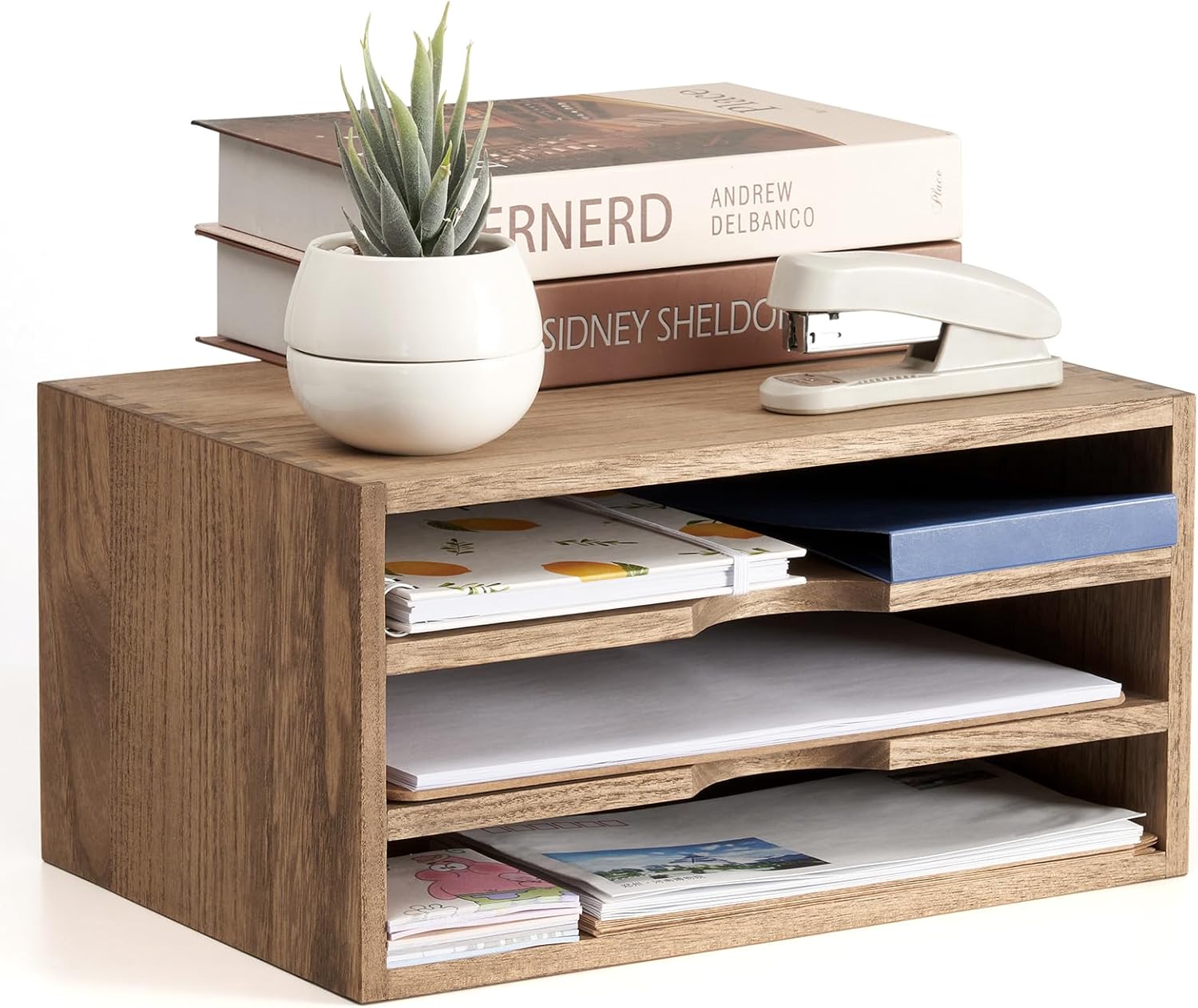 Wooden Desktop Organizer with 3 Layer Trays - Home Australia | Ubuy