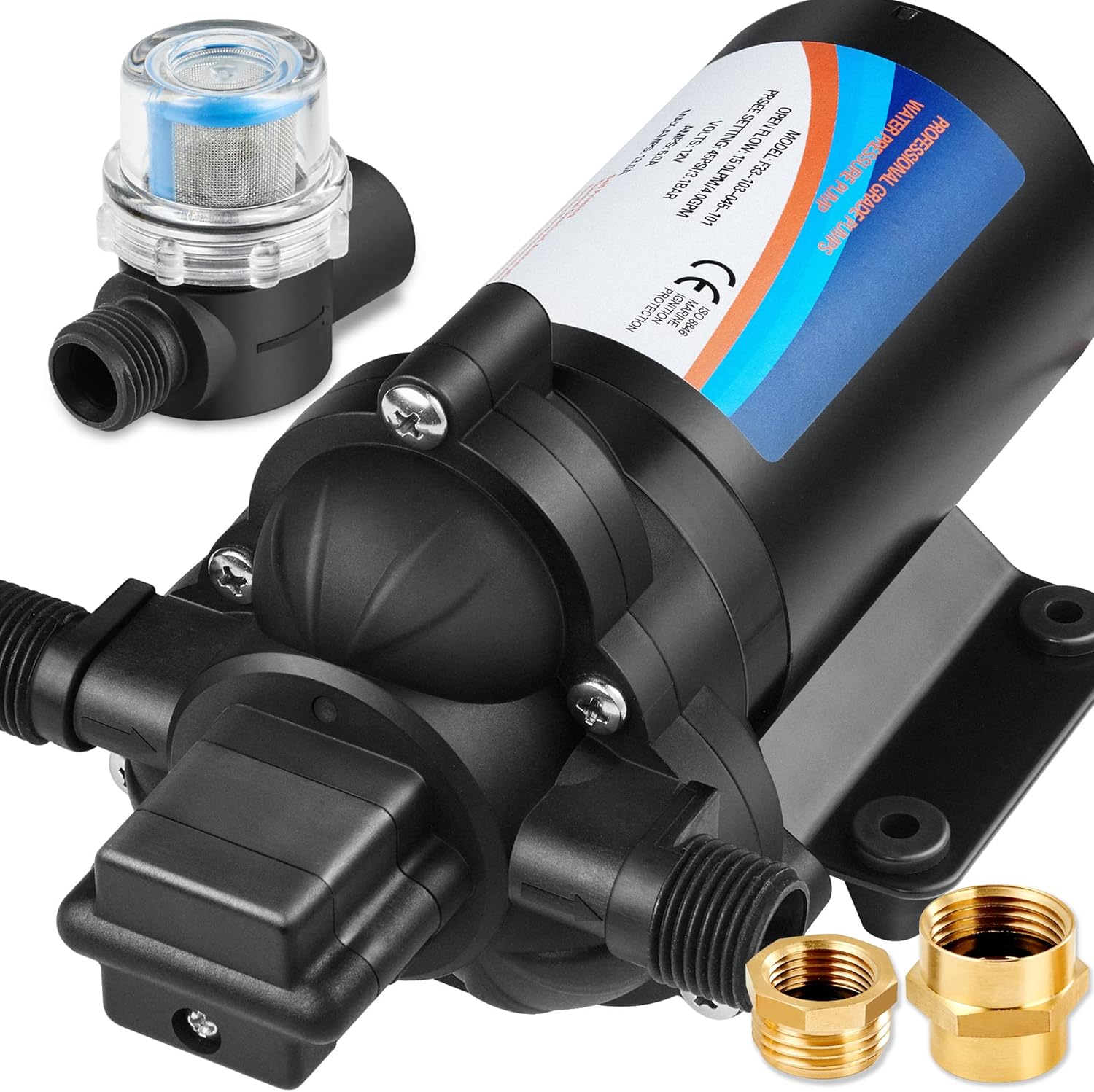 Buy 12V Water Diaphragm Pump - 4 GPM 45 PSI 12V DC RV Water Pump with ...