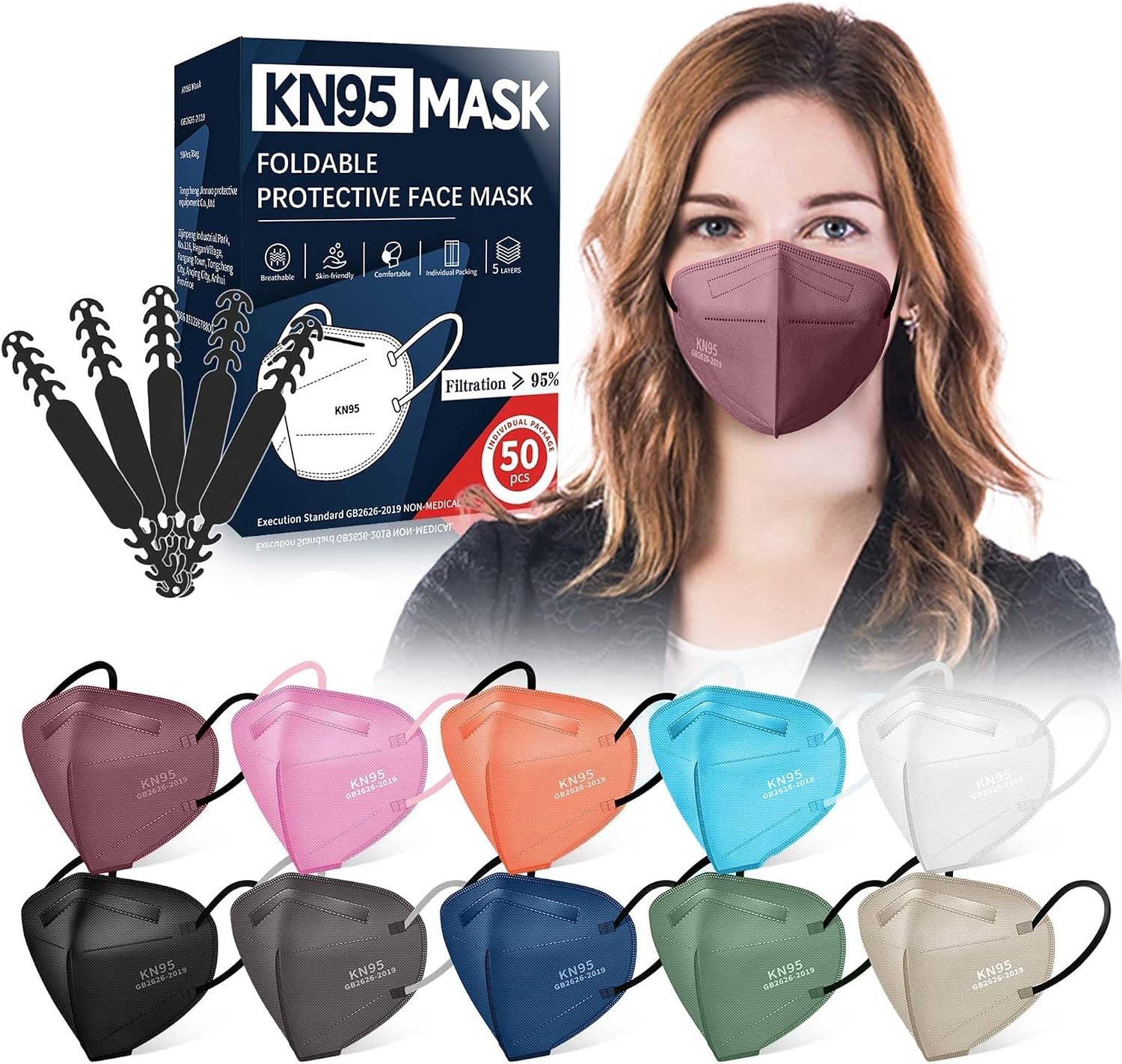 50 Pack FENFEN KN95 Face Masks - 5 Layer Protection, Australia | Ubuy