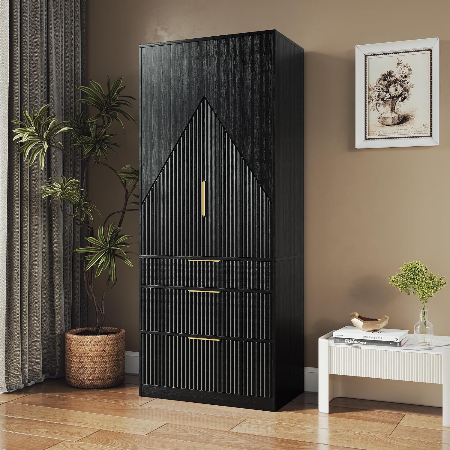 Armoire Wardrobe Closet with 2 Wave Doors & 3 Australia | Ubuy
